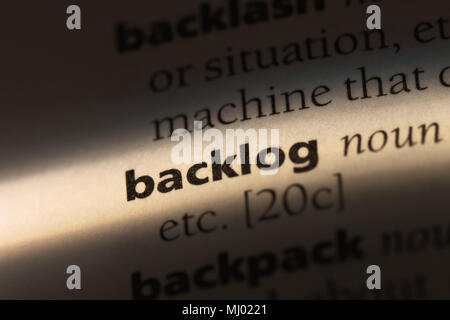 backlog word in a dictionary. backlog concept Stock Photo - Alamy