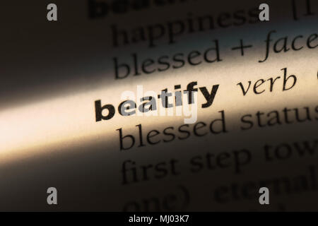 beatify word in a dictionary. beatify concept Stock Photo - Alamy