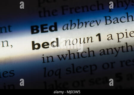 bed word in a dictionary. bed concept Stock Photo - Alamy