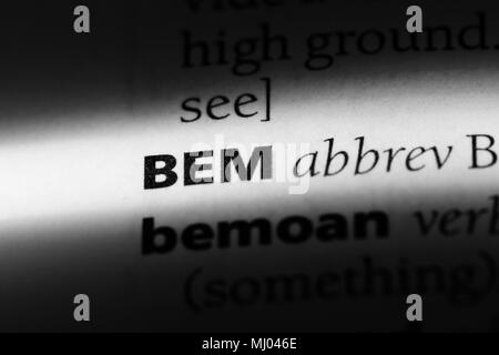 BEM word in a dictionary. BEM concept Stock Photo - Alamy