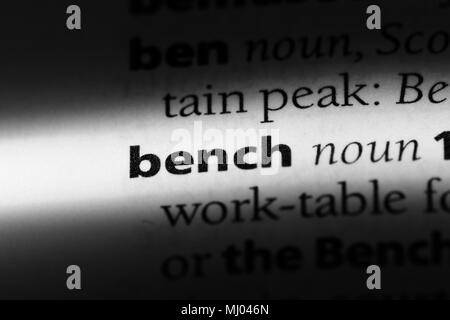 bench word in a dictionary. bench concept Stock Photo - Alamy