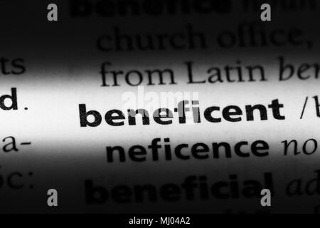 beneficent word in a dictionary. beneficent concept Stock Photo - Alamy