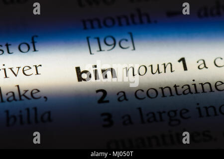 bin word in a dictionary. bin concept Stock Photo - Alamy