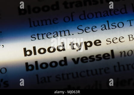 blood type word in a dictionary. blood type concept Stock Photo - Alamy