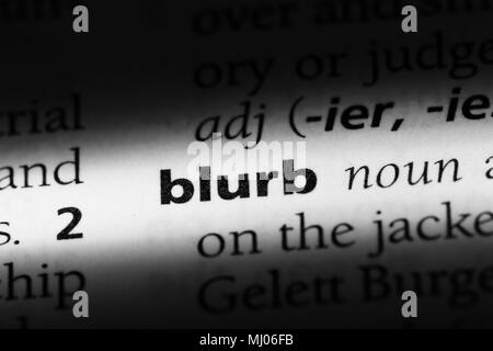 blurb word in a dictionary. blurb concept Stock Photo - Alamy