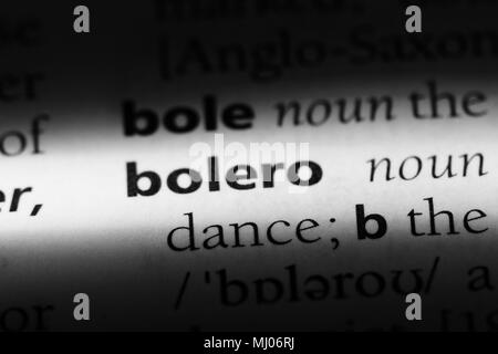 bolero word in a dictionary. bolero concept Stock Photo - Alamy