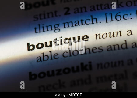 boutique word in a dictionary. boutique concept Stock Photo - Alamy