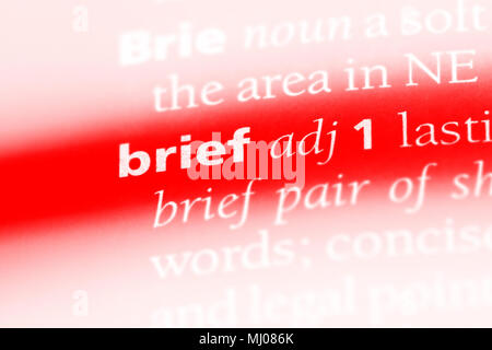brief word in a dictionary. brief concept Stock Photo - Alamy