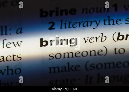 bring word in a dictionary. bring concept Stock Photo - Alamy