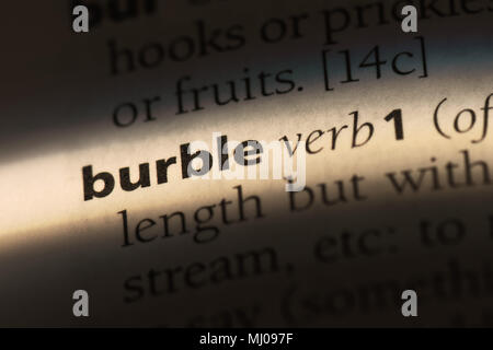 burble word in a dictionary. burble concept Stock Photo - Alamy