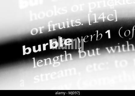 burble word in a dictionary. burble concept Stock Photo - Alamy
