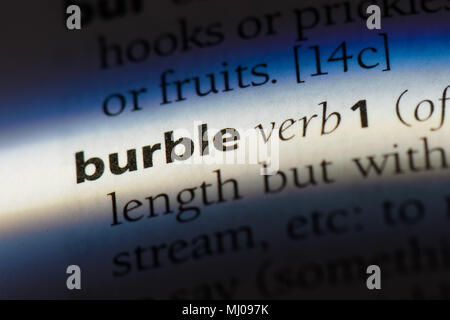 burble word in a dictionary. burble concept Stock Photo - Alamy