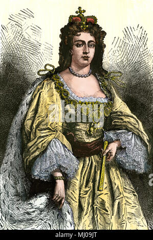 Portrait of Queen Anne Stuart of England, illustration, 18th century ...