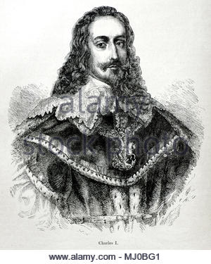 Charles I (1600-1649) on engraving from the 1800s. King of England ...