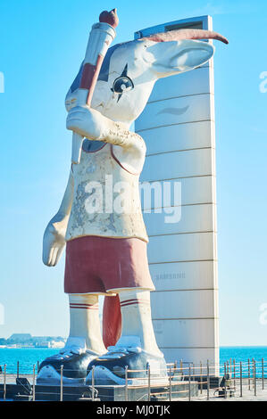 Orry the Oryx statue on the corniche of Doha, Qatar Stock Photo - Alamy