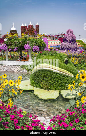 A floral frog at the Miracle Gardens in Dubai, UAE, Middle East Stock ...