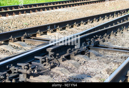 Swingnose railway crossing. Moveable point frog Stock Photo - Alamy