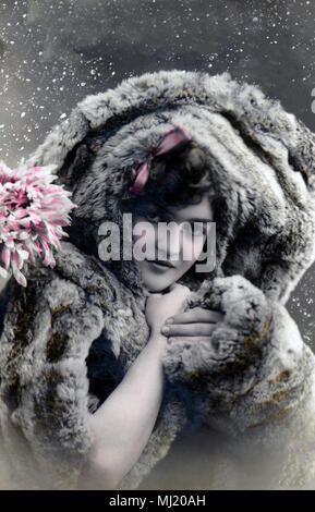 Poor woman in a coat, post-war period, 1948, Leipzig, Germany Stock ...