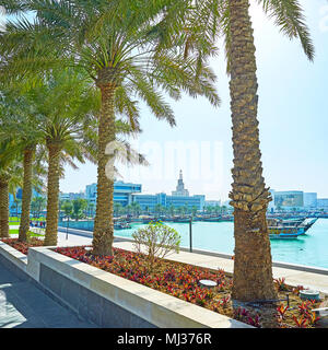 Doha Corniche road with Fanar mosque Stock Photo - Alamy