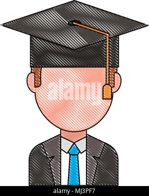 elegant businessman with graduation hat avatar character vector ...