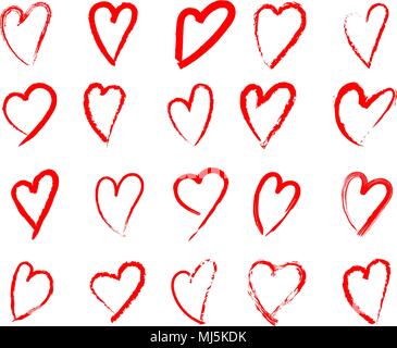 set of hand drawn heart isolated. vector icon sketch for Valentines day ...