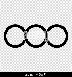 Icon with 3 interlocking circles. rings. Abstract symbol for connection, unity, relation ...