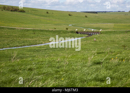 Chitterne Brook, seasonal chalk stream known as a winterbourne in a ...