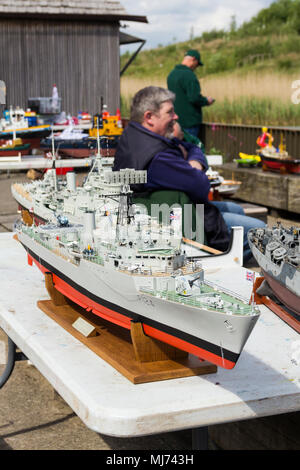Model boats belonging to members of the Ribble Model Boat Club sailing ...