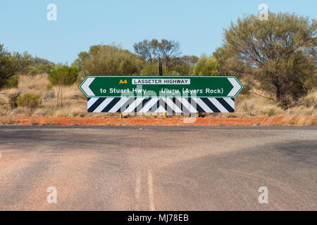 Lasseter highway sign to Stuart Highway and Uluru Ayers Rock Northern ...