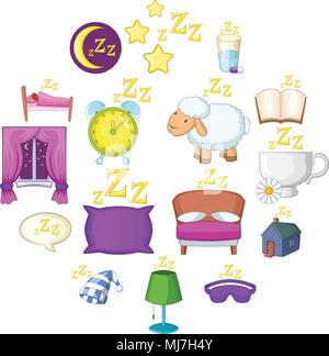Sleeping symbols icons set, cartoon style Stock Vector Image & Art - Alamy