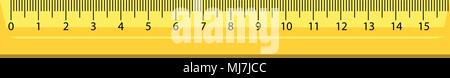 Horizontal ruler with 6 inch and 15 centimeter scale. Measuring chart ...