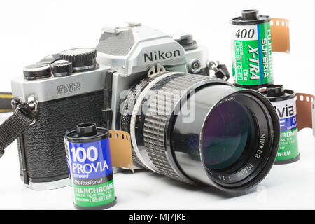 A Nikon FM2 film camera bought in the early 1990s fitted with a Nikkor ...