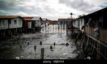 Slums at Hanuabada village at the outskirts of Port Moresby in Papua ...