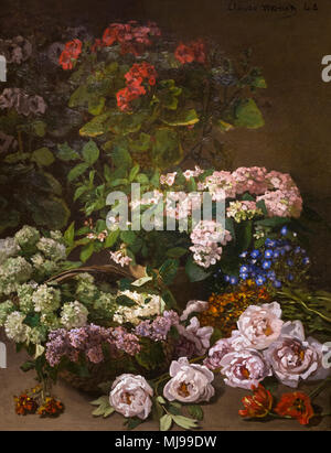 Claude Monet, Spring Flowers, still life painting detail, 1864 Stock ...