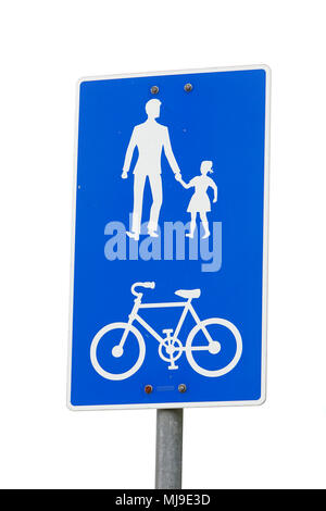 Bicycle and pedestrian shared route sign Stock Photo - Alamy