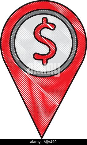 Gps money global point icon. Outline gps money global point vector icon ...