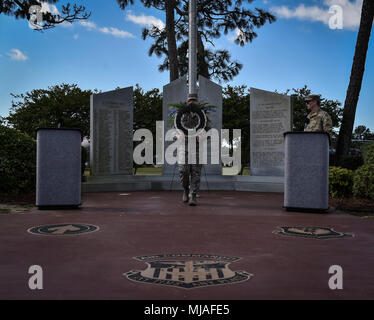 The Operation Eagle Claw memorial wreath sits on display at the air ...