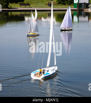 Boating on the Boating Lake, Littlehampton, West Sussex, England Stock ...