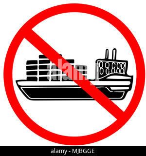 cargo vessel ship caution prohibition warning red circle road sign ...