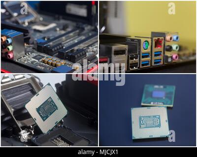 Collage of personal computer components. Close Up Stock Photo - Alamy