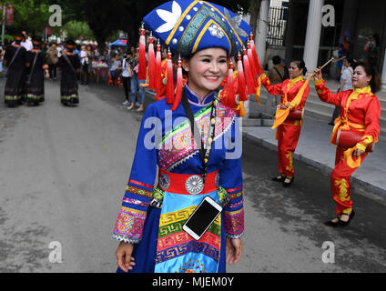 A Zhuang girl in traditional costume, Guilin, Guangxi Zhuang Autonomous ...