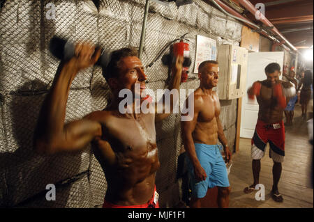 May 5, 2018 - Kiev, Ukraine - Bodybuilders take a photo each other ...