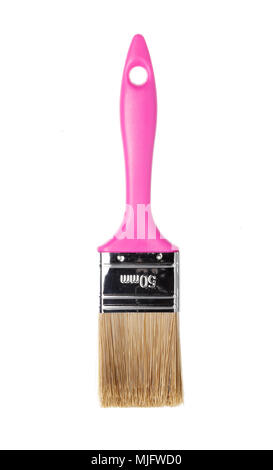 One violet paint brush which is 50 mm wide, on a red background Stock ...