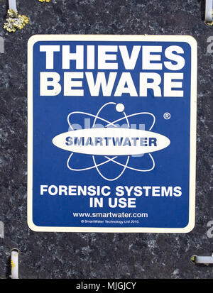 Thieves Beware Smartwater Forensic Systems In Use warning sticker on a ...