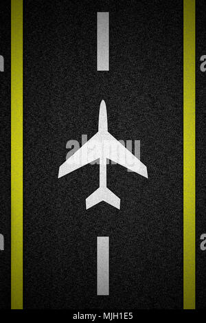 Airplane flying over roadway on background mountains and cloudscape ...