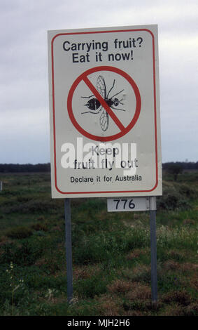 fruit fly exclusion zone sign Broken Hill, Australian outback Stock ...