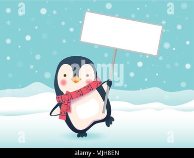 penguin holding sign Stock Vector Image & Art - Alamy