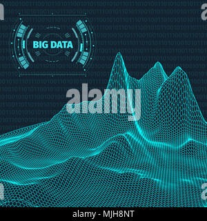 Computer generated binary code landscape on black background . Big Data ...
