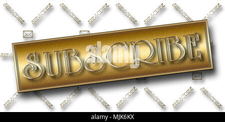 Stock Illustration - Golden Subscribe Text, 3D Illustration, Black ...