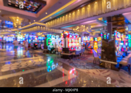 Abstract Blurred background of Casino in Las Vegas city in Nevada USA ...